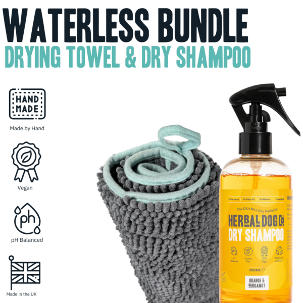 Waterless Dog Bath Bundle | Dry Shampoo & Single Drying Mitt